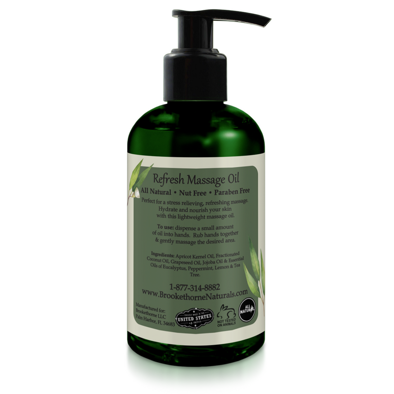 Refresh Nut Free Massage Oil 8 Oz Brookethorne Naturals